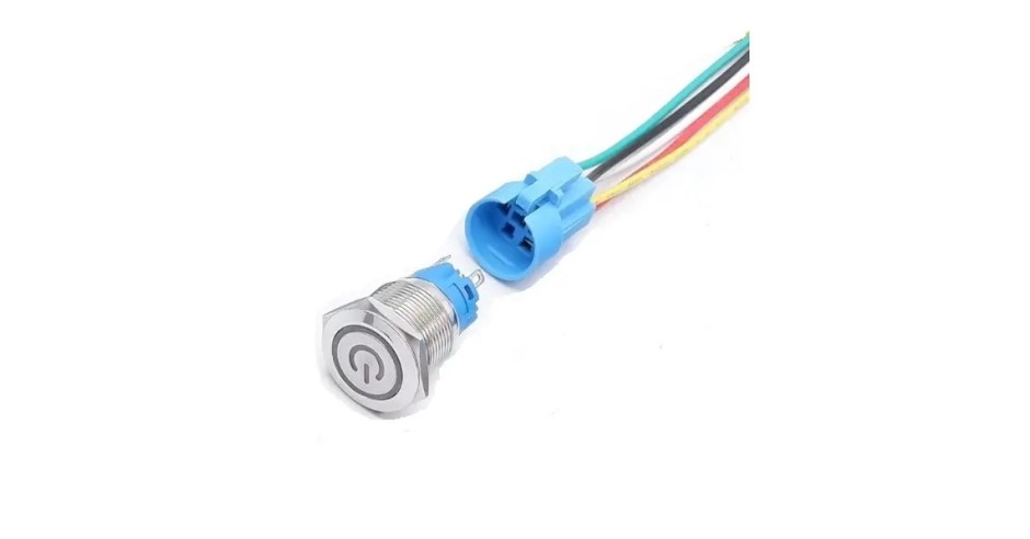 Intrerupator buton LED rosu SW 4 OFF-(ON) fara retinere metal 22mm 12 ...