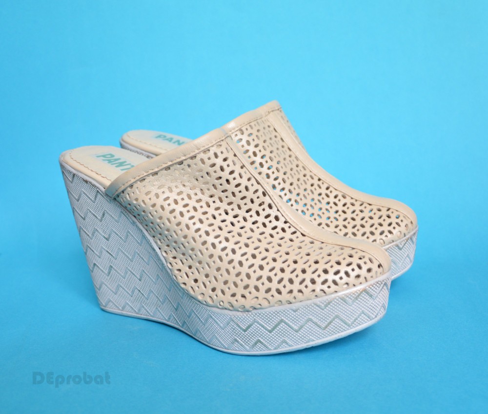 Saboti bej dama eleganti din piele naturala cu platforma de 11 cm ...