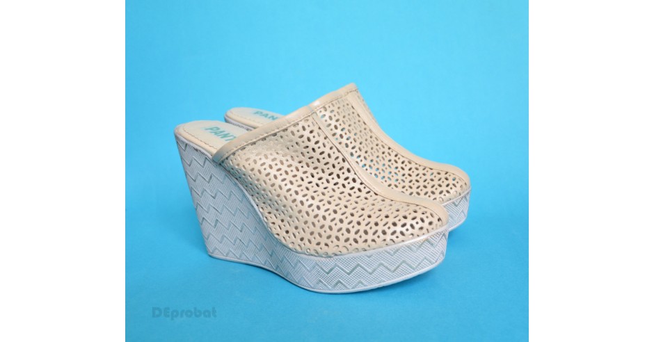 Saboti bej dama eleganti din piele naturala cu platforma de 11 cm ...