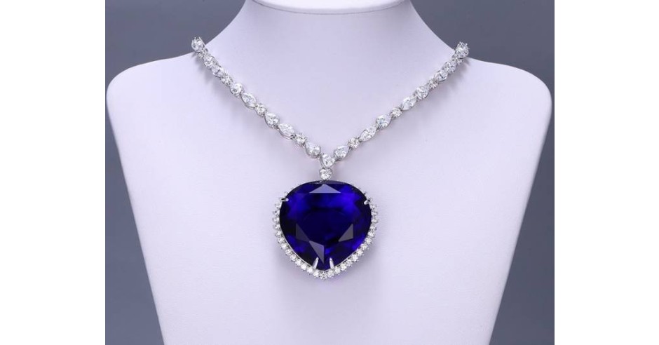 Colier Heart of the Ocean "Inima Oceanului" - Cristal de zirconiu safir ...