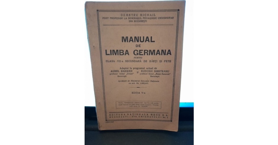 Manual de limba germana pentru clasa VII-a secundara de baieti si fete ...