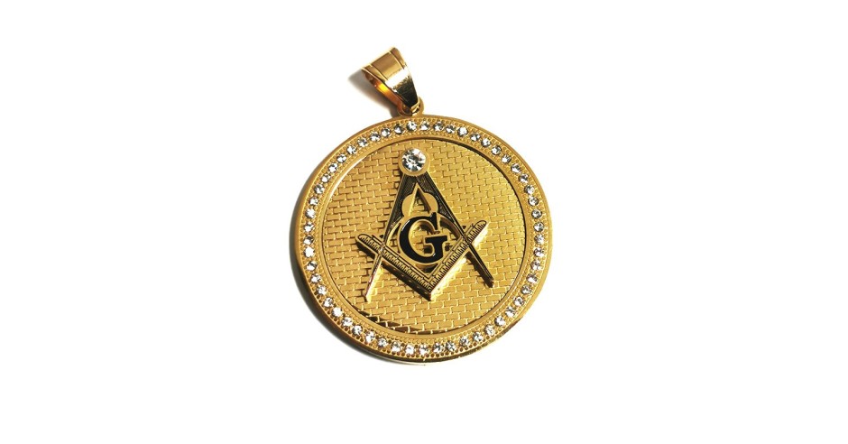 Pandantiv masonic Auriu - Echer si Compas cu Litera G - MM997 | Okazii.ro