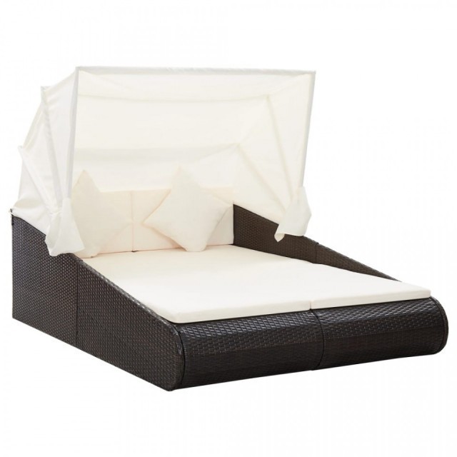 Pat de gradina copertina pliabila maro 201x139 cm poliratan | arhiva ...