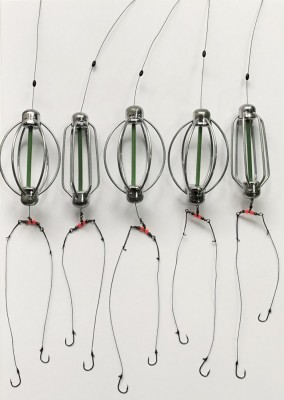 Set 5 monturi de pescuit la crap si caras,fir textil teflonat,2 carlige ...