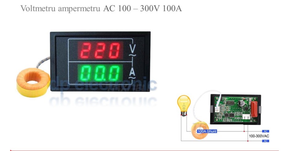 Voltmetru Ampermetru Digital AC 100-300V, 0-100A, Voltampermetru de ...
