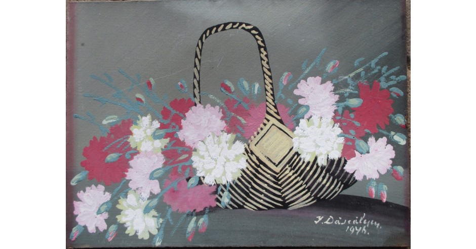 Cos cu garoafe - semnat I.Dascalescu 1976 | arhiva Okazii.ro