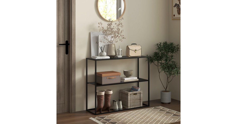 HOMCOM Masa Consola, Masa Nordica pentru Hol cu Cadru din Otel si Raft ...