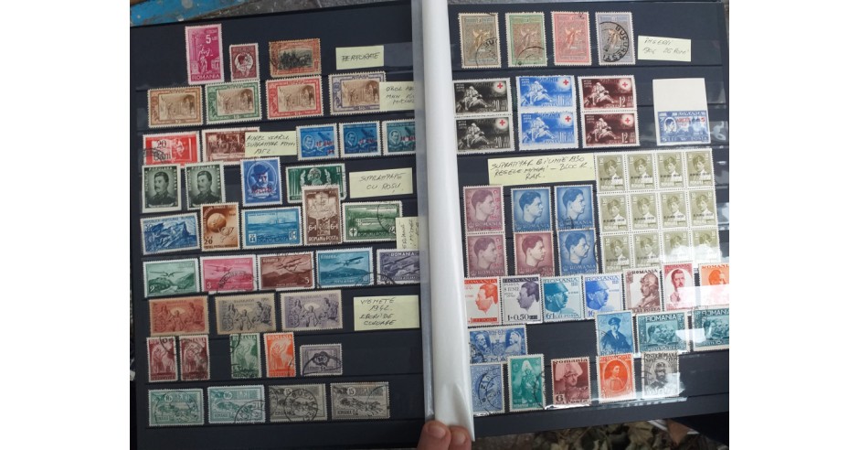 Clasor timbre Romania interbelic, filigrane, supratipare | arhiva Okazii.ro