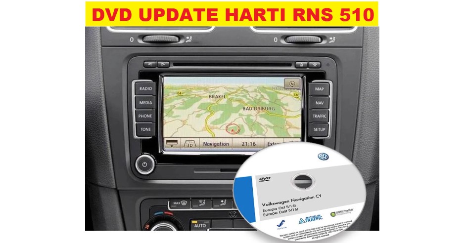 DVD Harti Navigatie VW RNS 510 810 2022 Europa + Romania Passat Tiguan ...