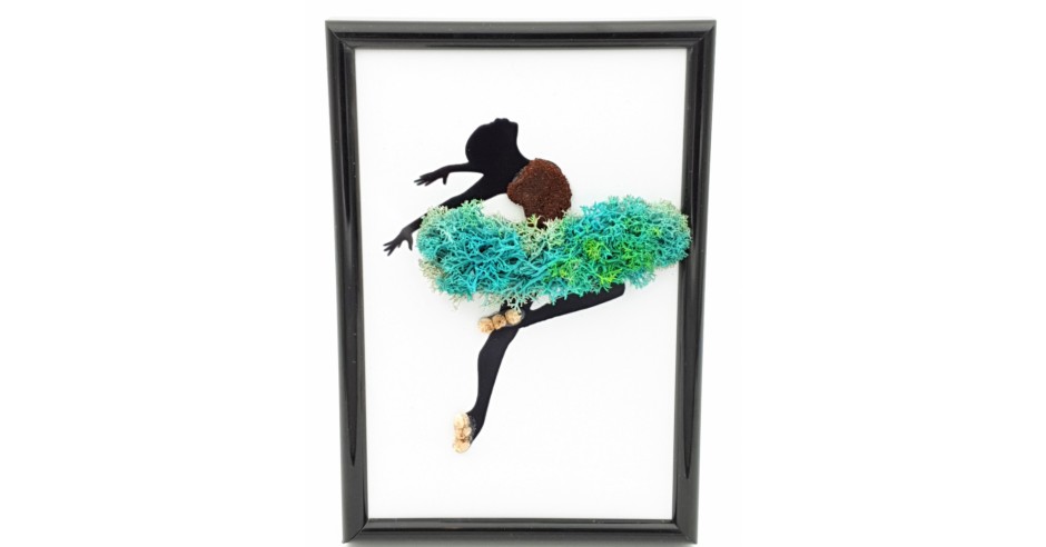 Mini tablou cu licheni naturali stabilizati Nordic Zen, Turquoise ...