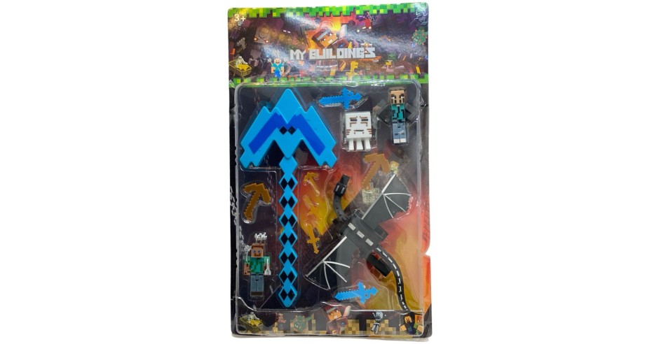 Set figurine Minecraft cu unelte sabie topor | arhiva Okazii.ro