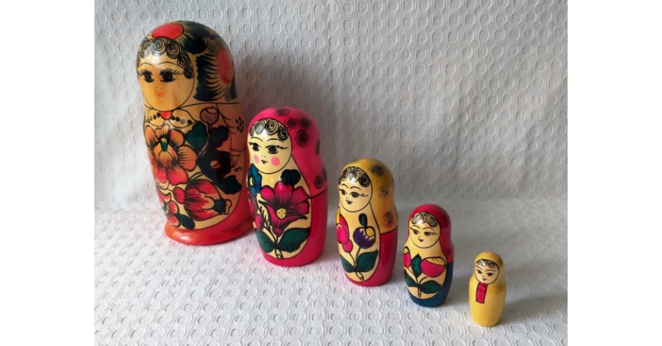 Papusa Matrioska veche ruseasca, Matrioska 5 papusele - dimensiuni mai ...