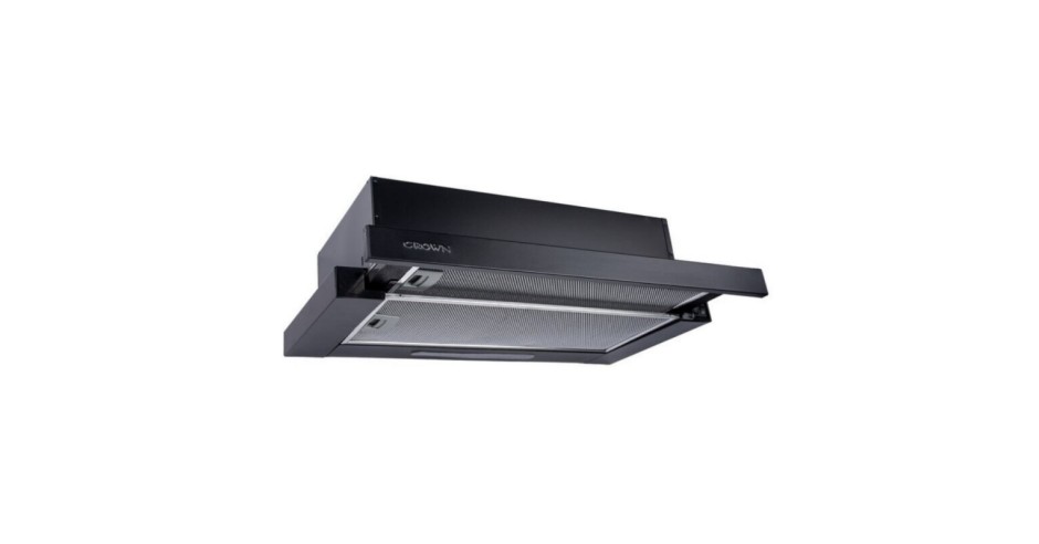 Hota incorporata Crown HB 6001 BK, 95 W, Filtru din aluminiu, 156 m3/h ...