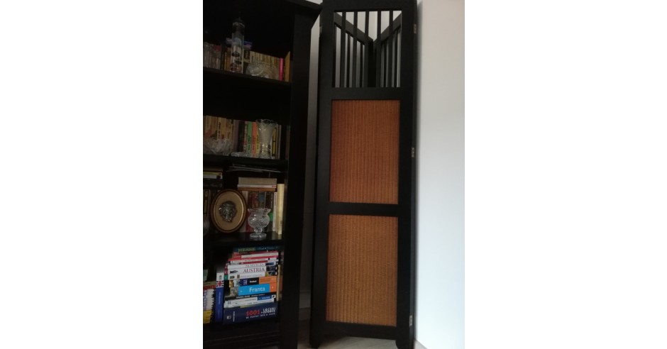 PARAVAN ORIENTAL DIN LEMN MAHON SI RATAN IN 3 PANOURI | arhiva Okazii.ro