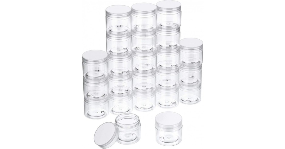 Bucăți Borcane rotunde din plastic transparent pentru depozitare ...