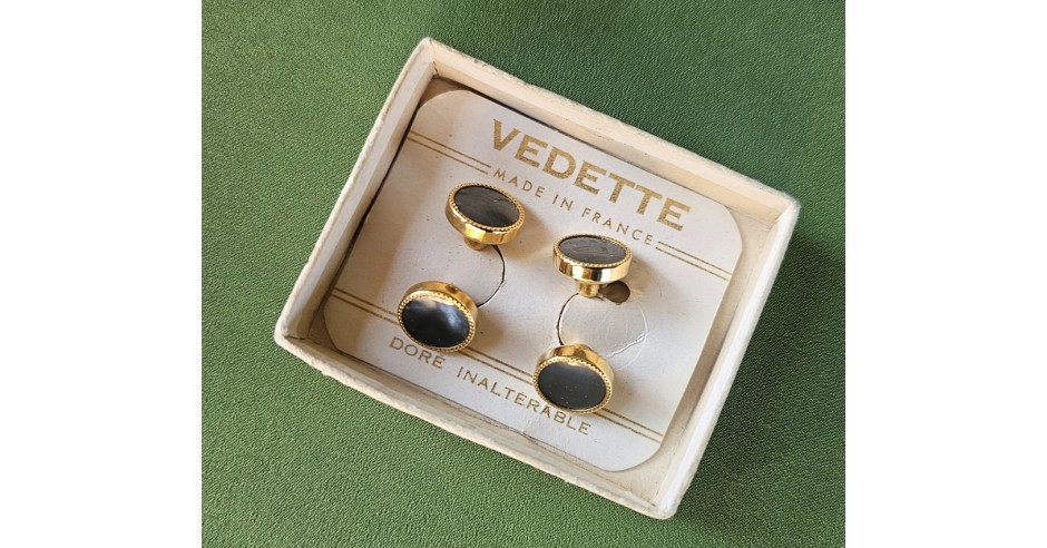 BUTONI VINTAGE DAMA DIN METAL AURIU SI SIDEF, VEDETTE FRAN?A | arhiva ...