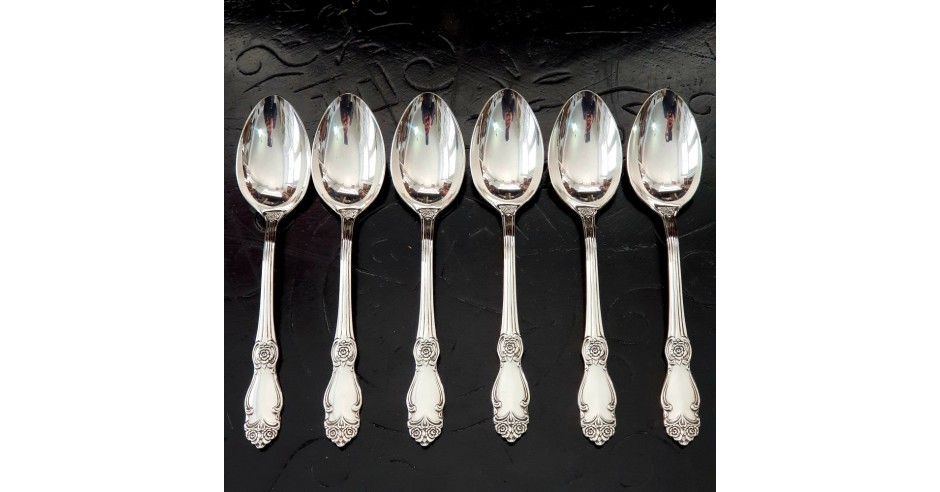 SET-SERVICIU DE 6 LINGURI DIN METAL ARGINTAT-RUSIA SOVIETICA-ANII 60 ...
