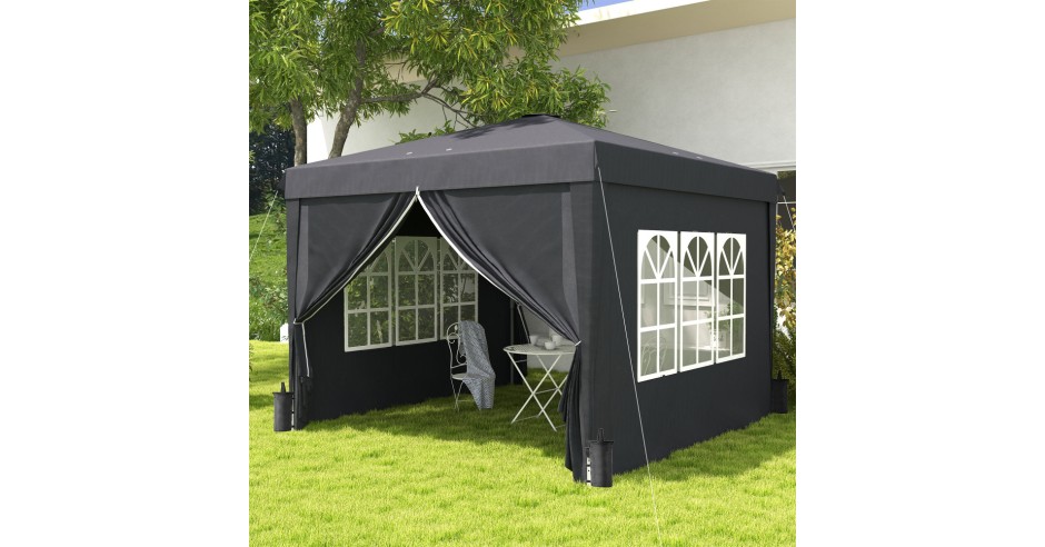 Outsunny Cort cu Copertina Pliabila de 3x3m, Adapost pentru Soare ...