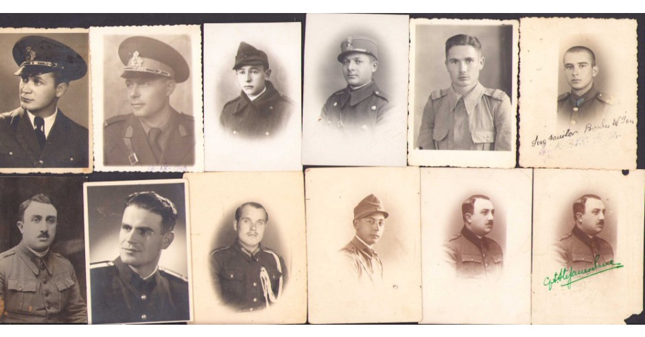 C70 Lot 10 poze portrete ofiteri si militari romani diverse arme anii ...