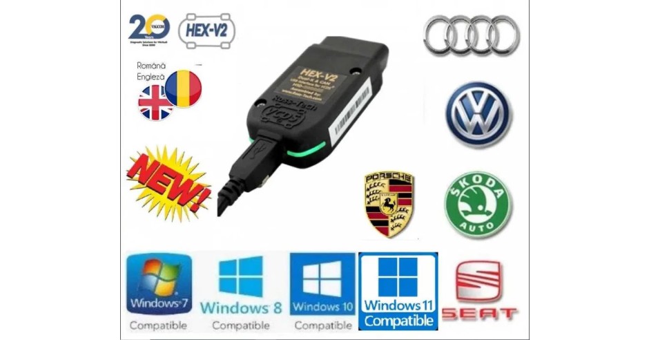 Tester Diagnoza Auto VCDS VAG COM 22.10/23.3 HEX V2 VW/AUDI/SKODA/SEAT ...