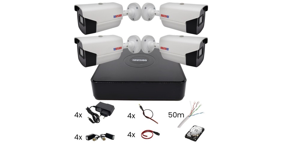 Sistem de supraveghere 4 camere Rovision oem Hikvision 2MP full hd ...