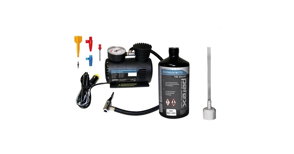 Kit pentru reparatii anvelope PETEX 445100PX, compresor aer 12V, 18 bar ...