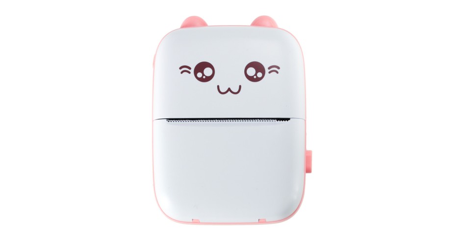 Mini imprimanta termica, portabila, pentru telefon, model pisica, roz ...